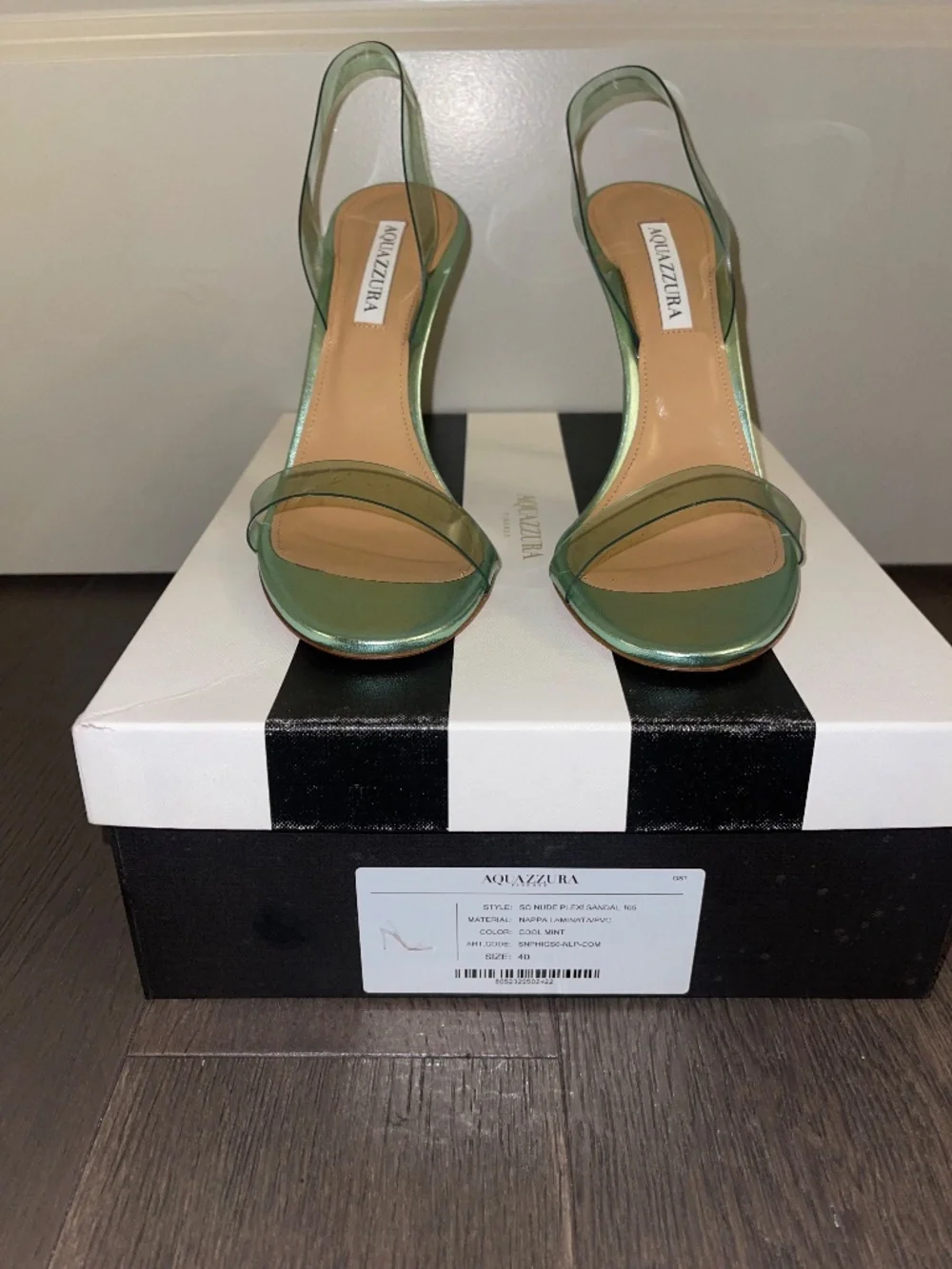 Aquazzura | Shoes | Aquazurra So Nude Plexi Sandal 5 Nappa Laminatapvc ...